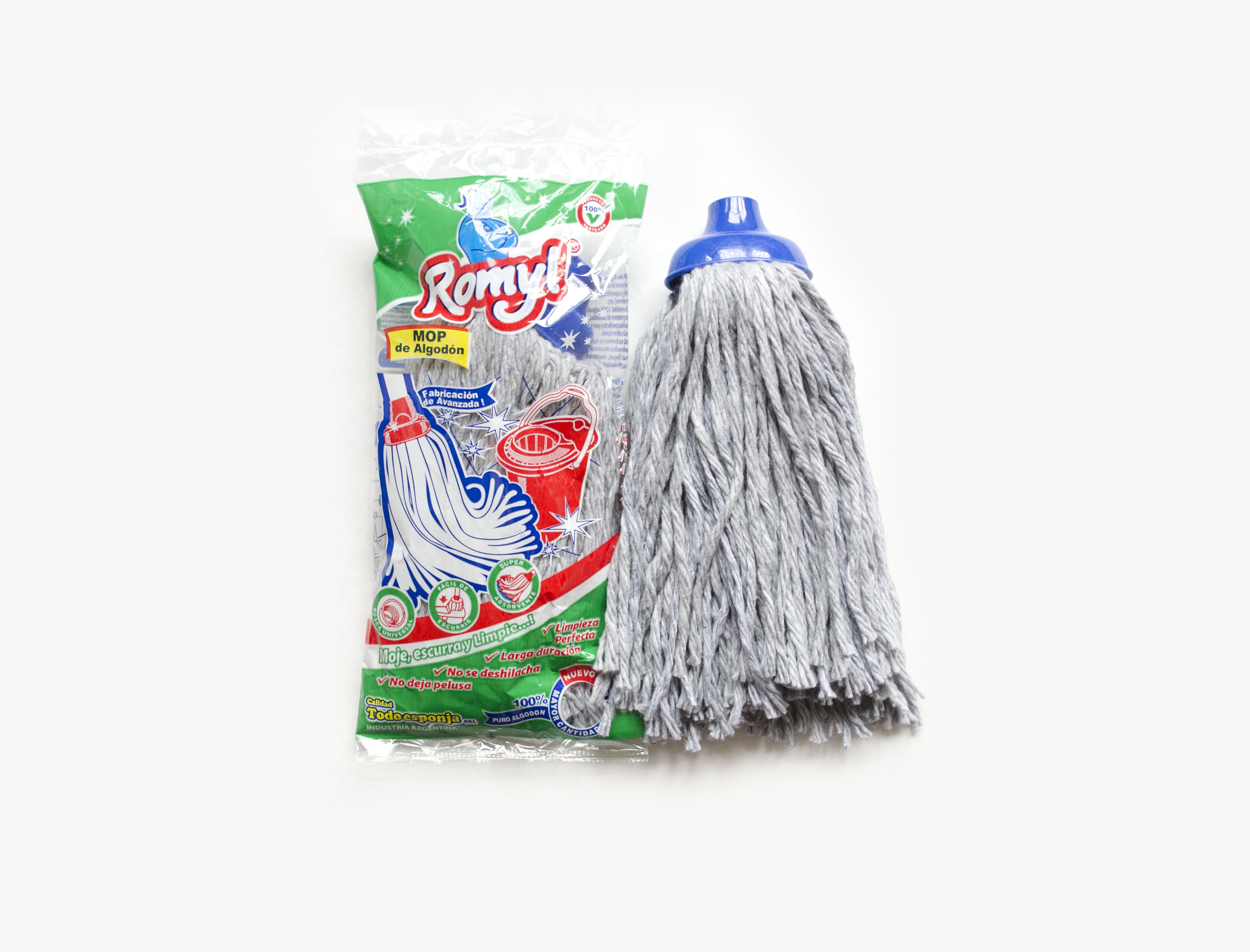LAMPAZO TIPO MOPA DE ALGODON -GRIS-